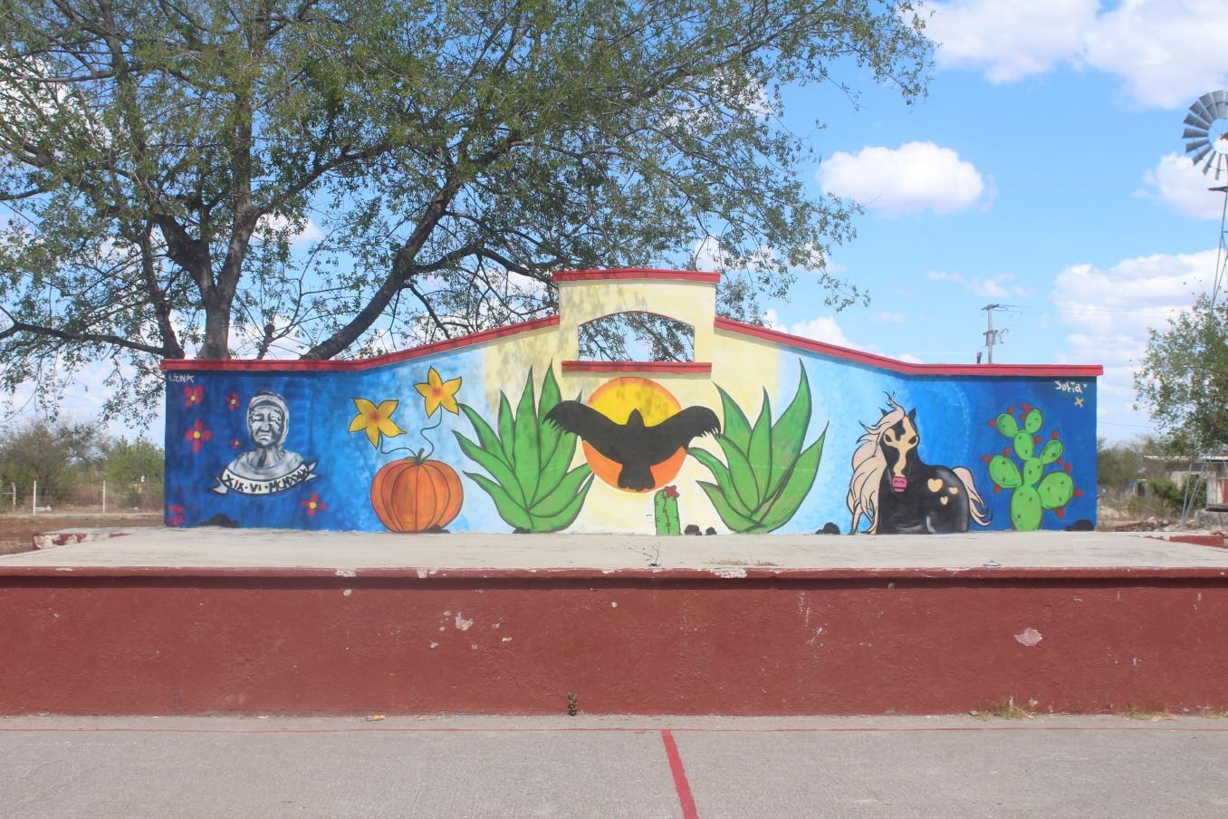 Murales en “El Nacimiento de los Negros Mascogos” – Ichan Tecolotl