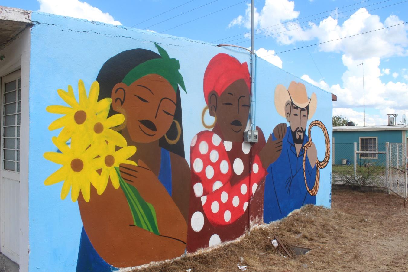 Murales en “El Nacimiento de los Negros Mascogos” – Ichan Tecolotl