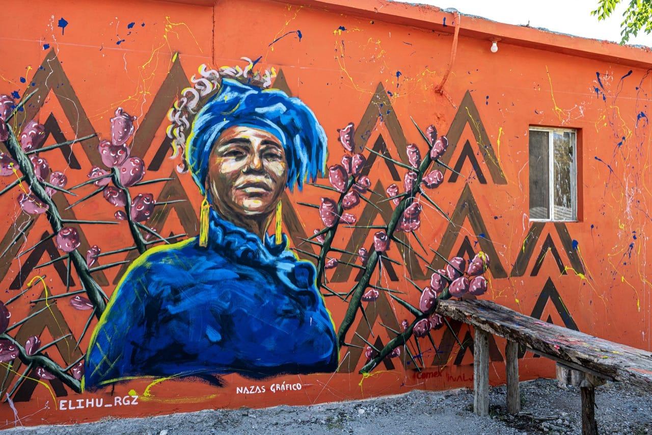 Murales en “El Nacimiento de los Negros Mascogos” – Ichan Tecolotl